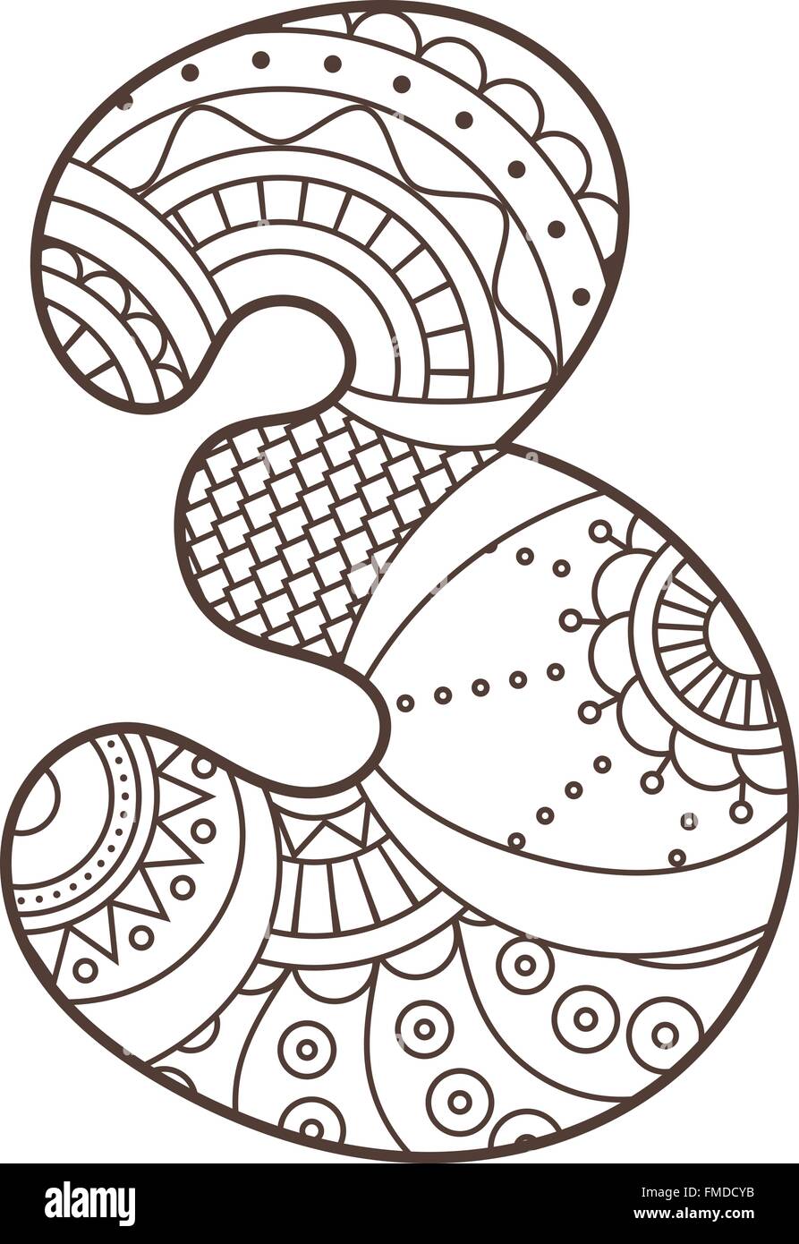 Zentangle number. Vector decorative number Stock Vector Image & Art - Alamy