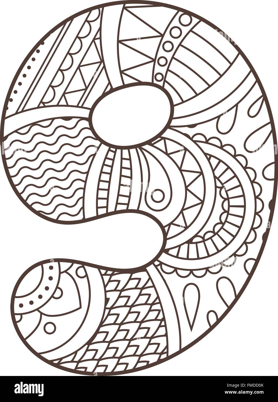 Zentangle number. Vector decorative number Stock Vector Image & Art - Alamy