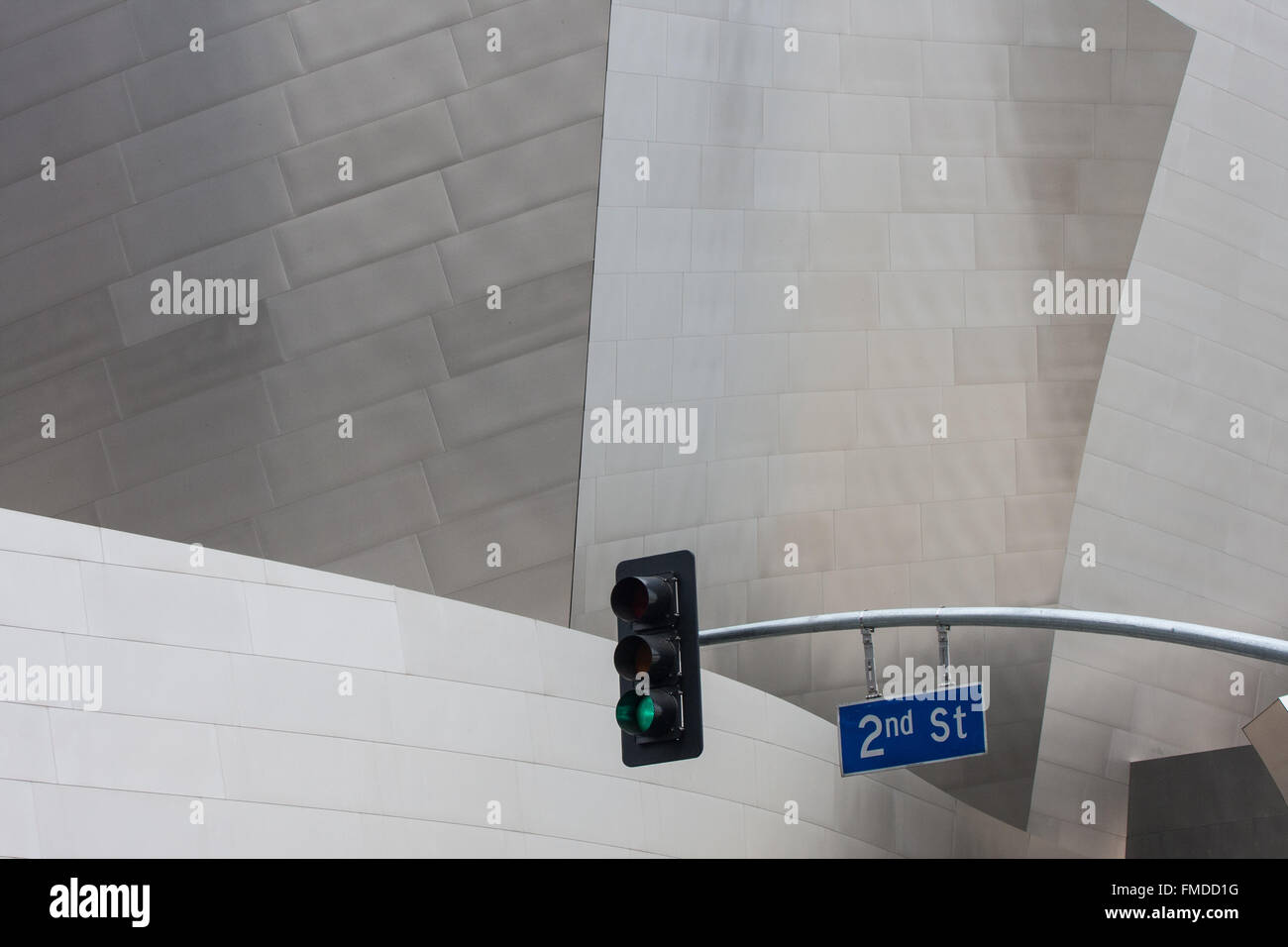 Traffic light and Walt Disney Concert Hall ,PCH, California,U.S.A ...