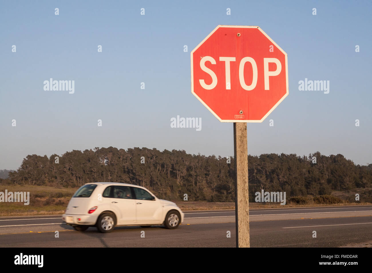 Stop sign at entrance to national highway 1 hi-res stock photography ...
