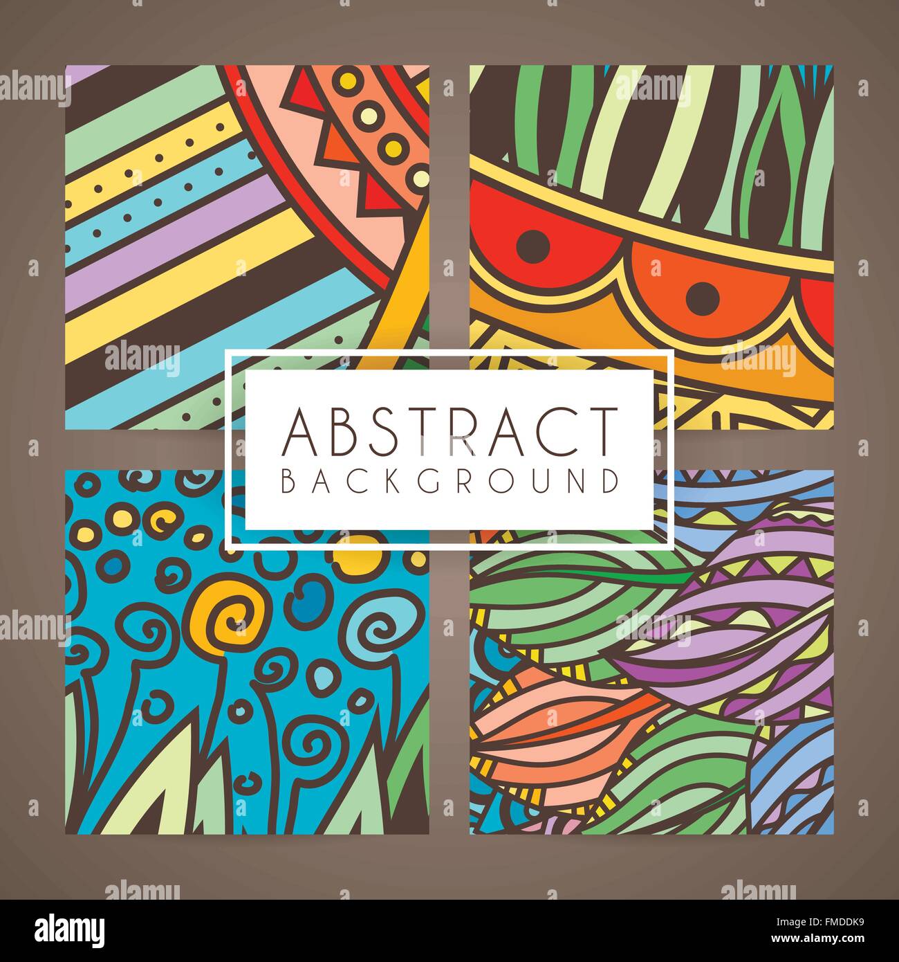 Set of four vector colorful intricate patterns. Doodle. Zentangle Stock ...