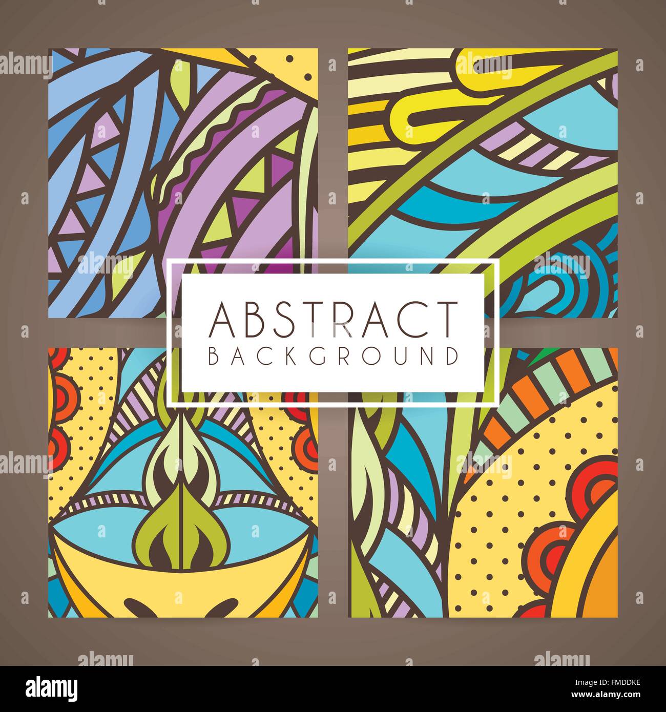 Set of four vector colorful intricate patterns. Doodle. Zentangle Stock ...