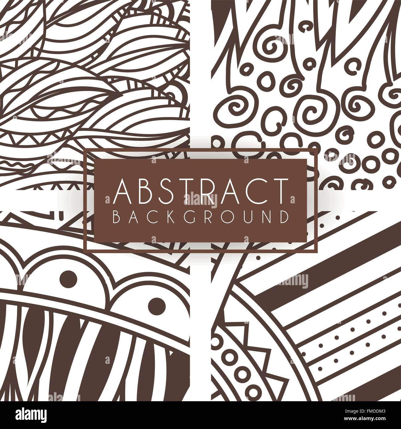Set of four vector monochrome intricate patterns. Doodle. Zentangle ...