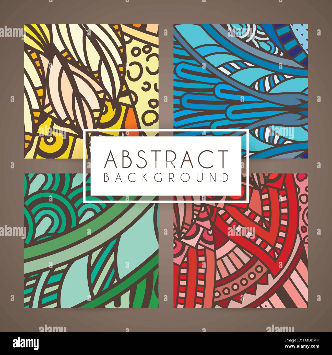 Set of four vector colorful intricate patterns. Doodle. Zentangle Stock ...