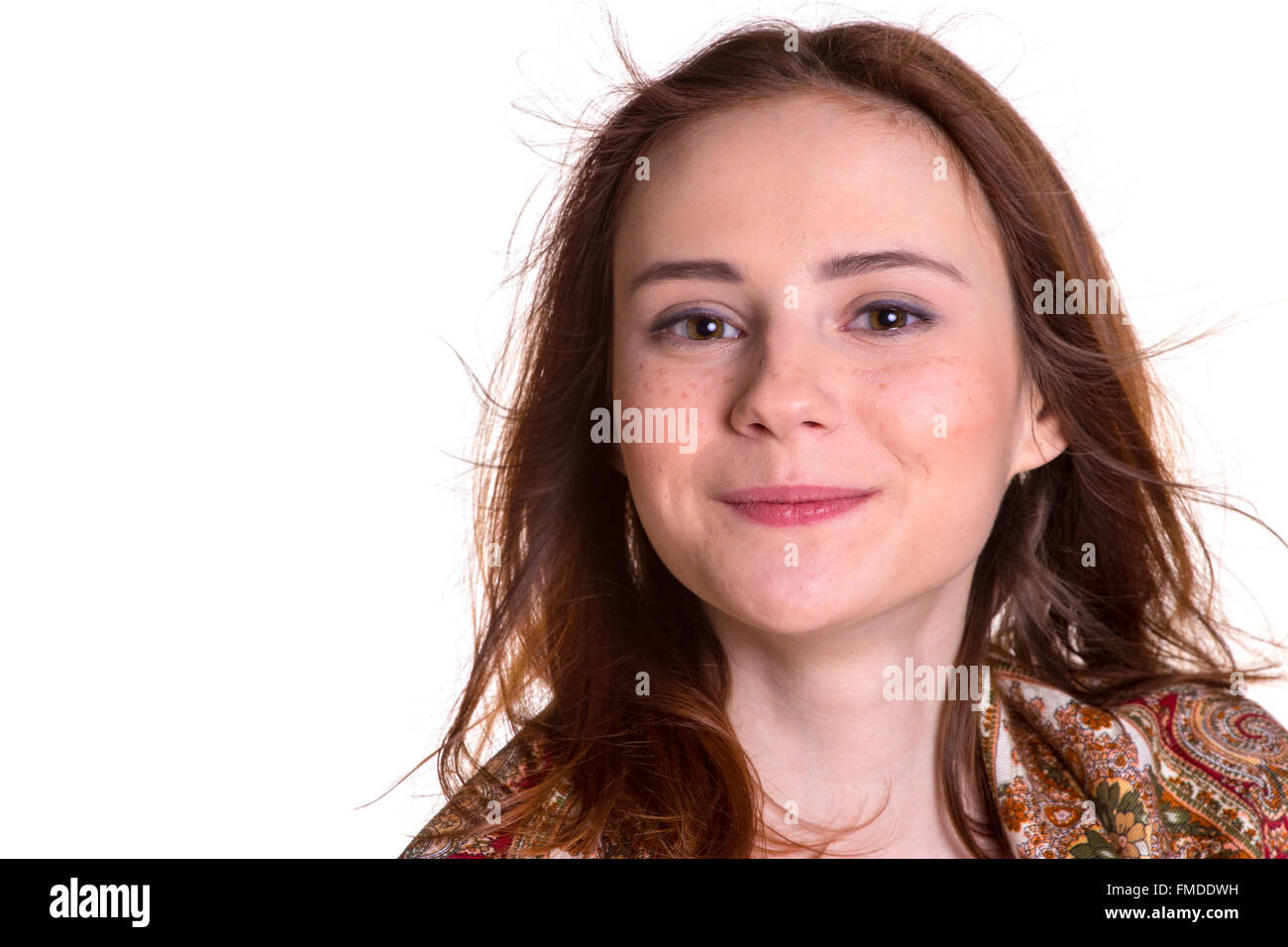 Red hair girl portrait, isolated on white Stock Photo - Alamy