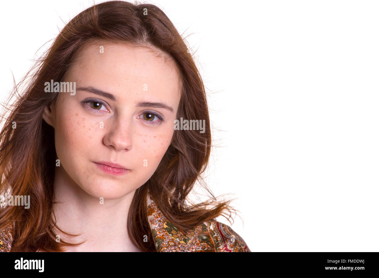 Red hair girl portrait, isolated on white Stock Photo - Alamy