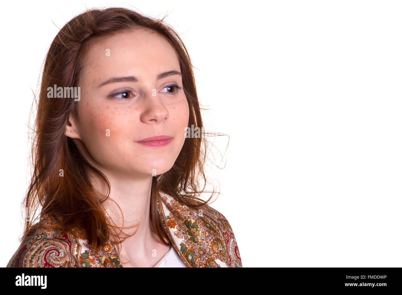 Red hair girl portrait, isolated on white Stock Photo - Alamy