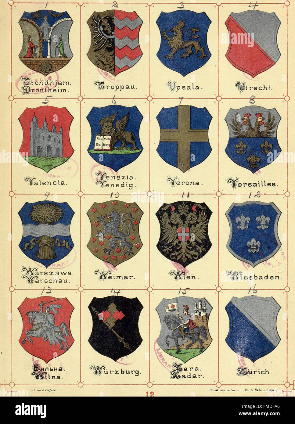 This 1902 work features chromolithographs of the coats of arms of ...