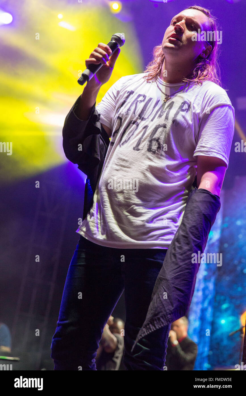 Okeechobee, Florida, USA. 6th Mar, 2016. Singer WIN BUTLER performs ...
