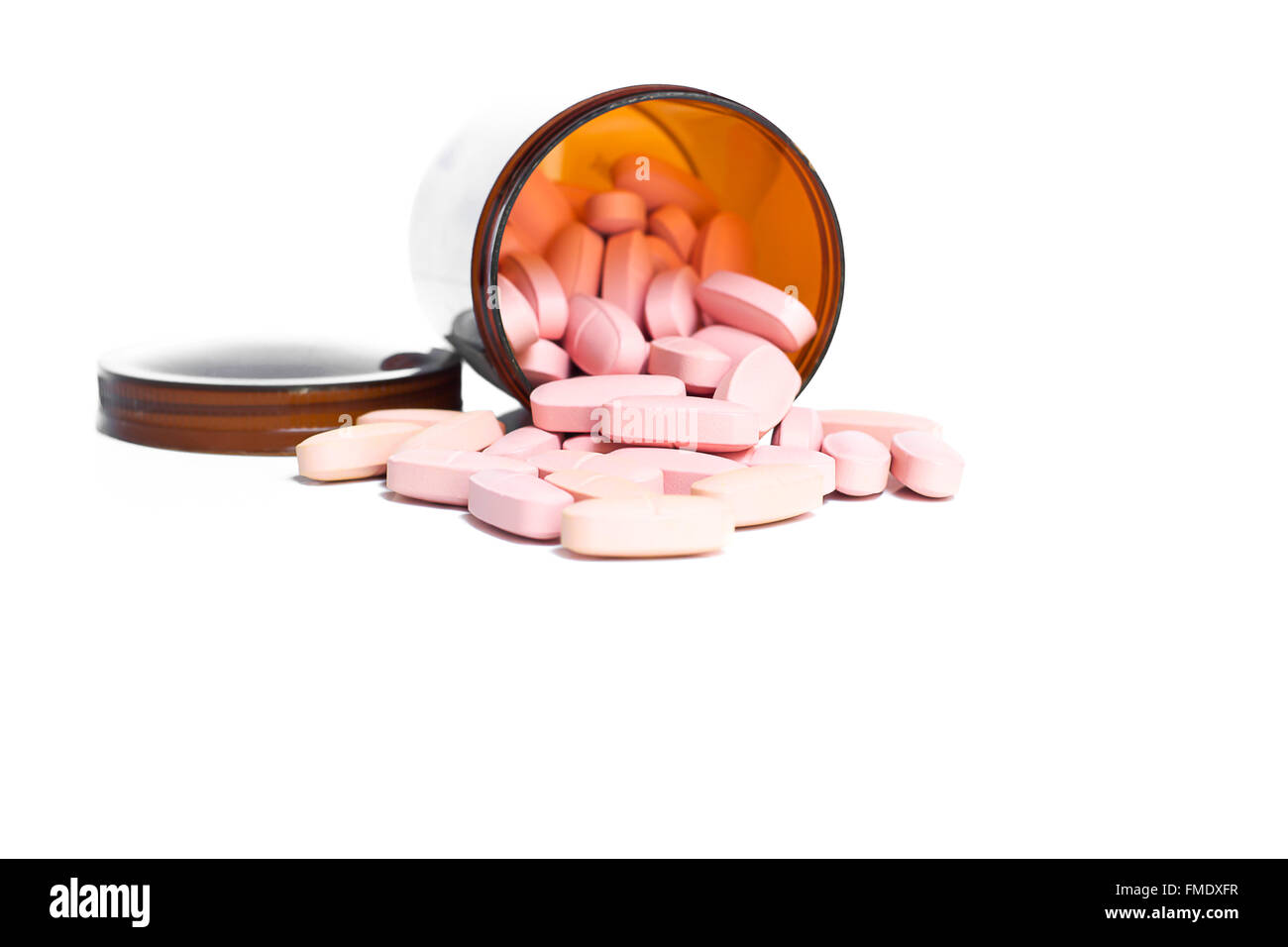 Pink Prescription spilled for health and beauty Stock Photo - Alamy