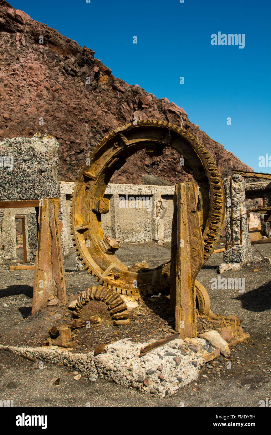 Sulfur mining relict on the active volcano White Island off the coast ...