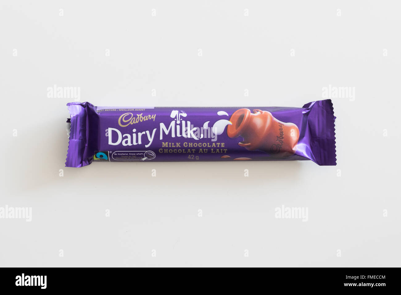 A Cadbury Dairy Milk chocolate bar. Canadian packaging shown Stock ...