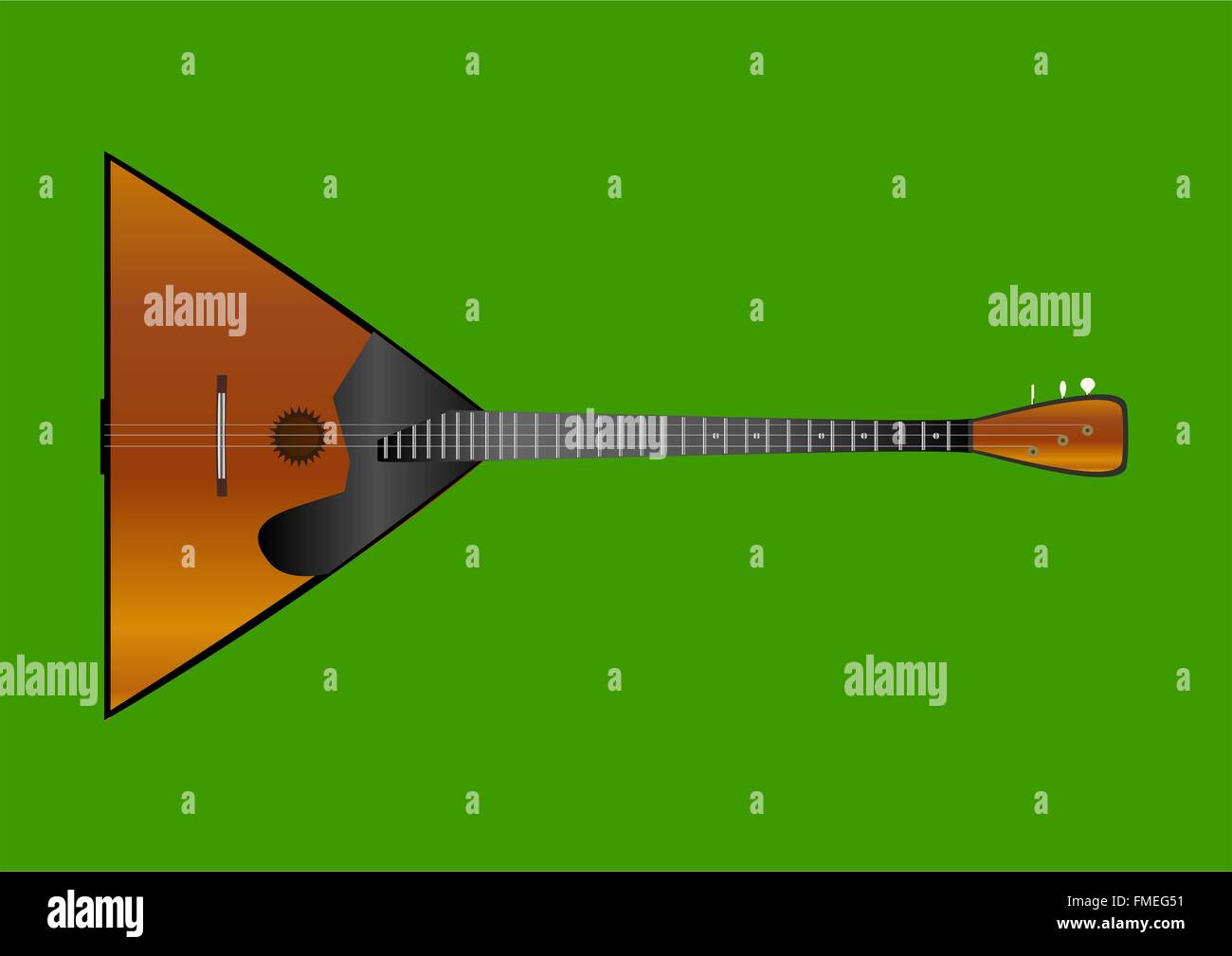 Musical stringed folk instrument balalaika, on a green background Stock ...
