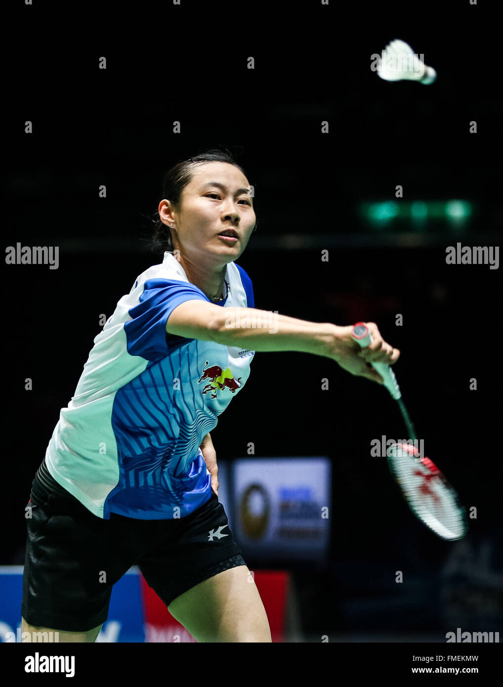 Birmingham. 11th Mar, 2016. Wang Yihan of China competes during the ...