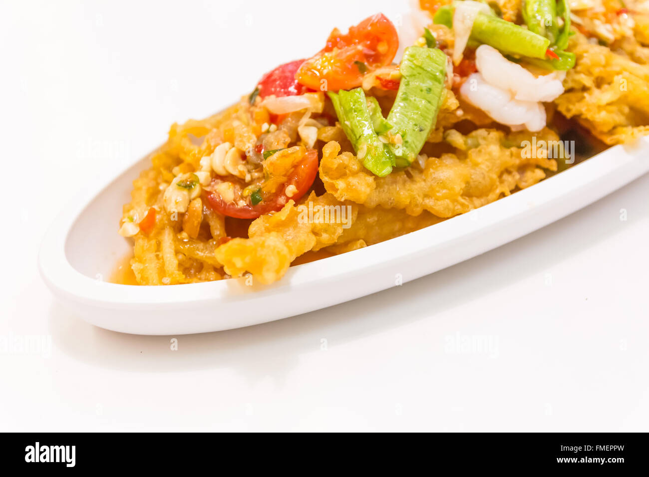 Thai Food (Yum Sam Grob) : Crispy Fish Maw in Spicy Salad Stock Photo ...