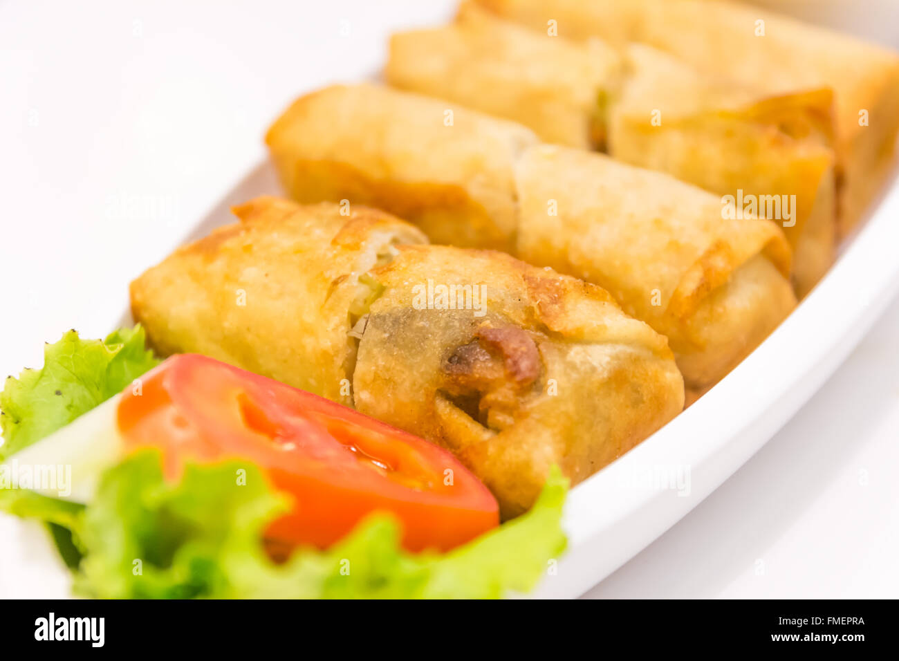 Fried Chinese Traditional Spring rolls food isolated on white ...