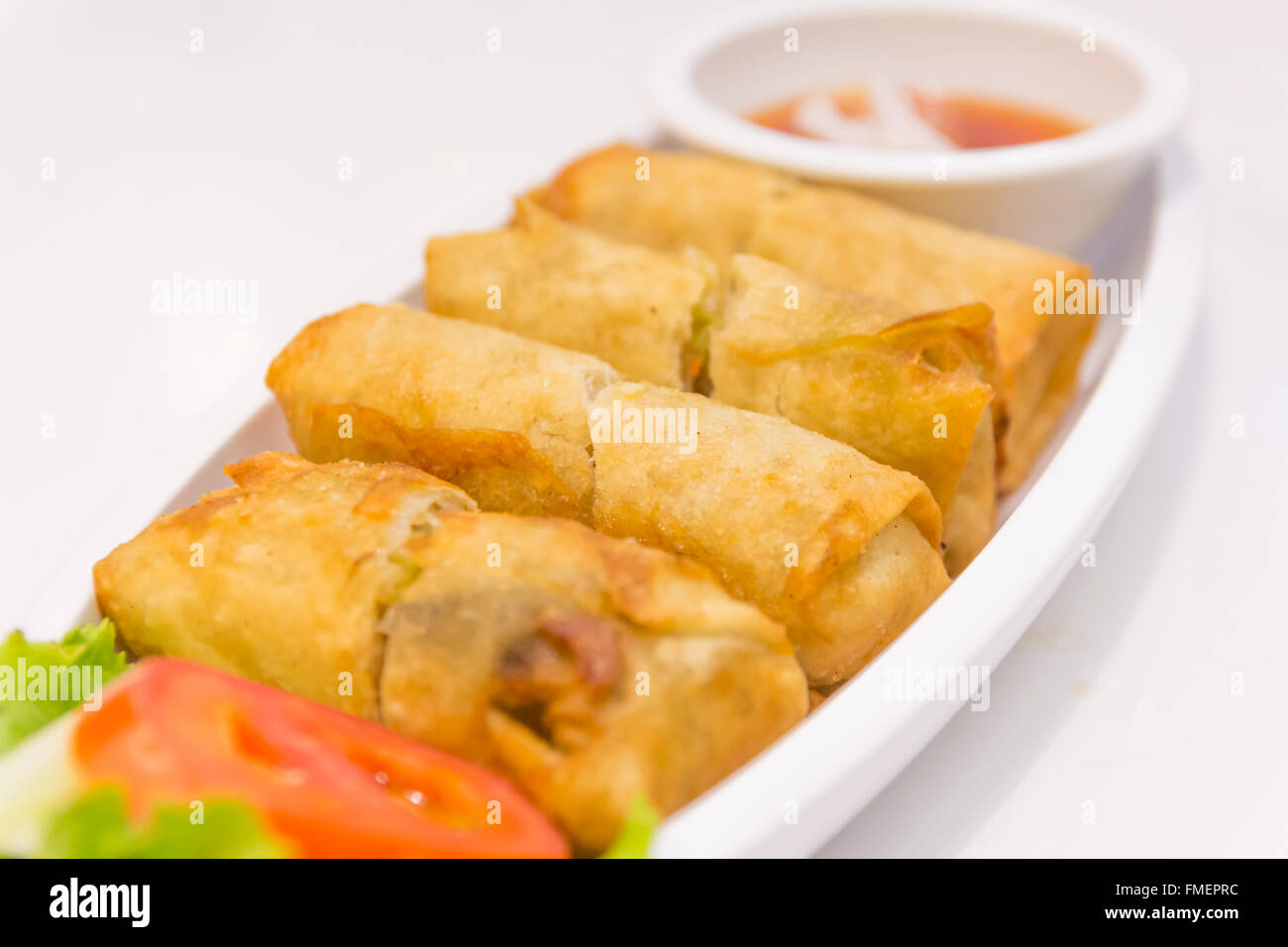 Fried Chinese Traditional Spring rolls food isolated on white ...
