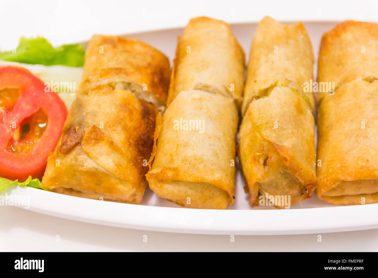 Fried Chinese Traditional Spring rolls food isolated on white ...