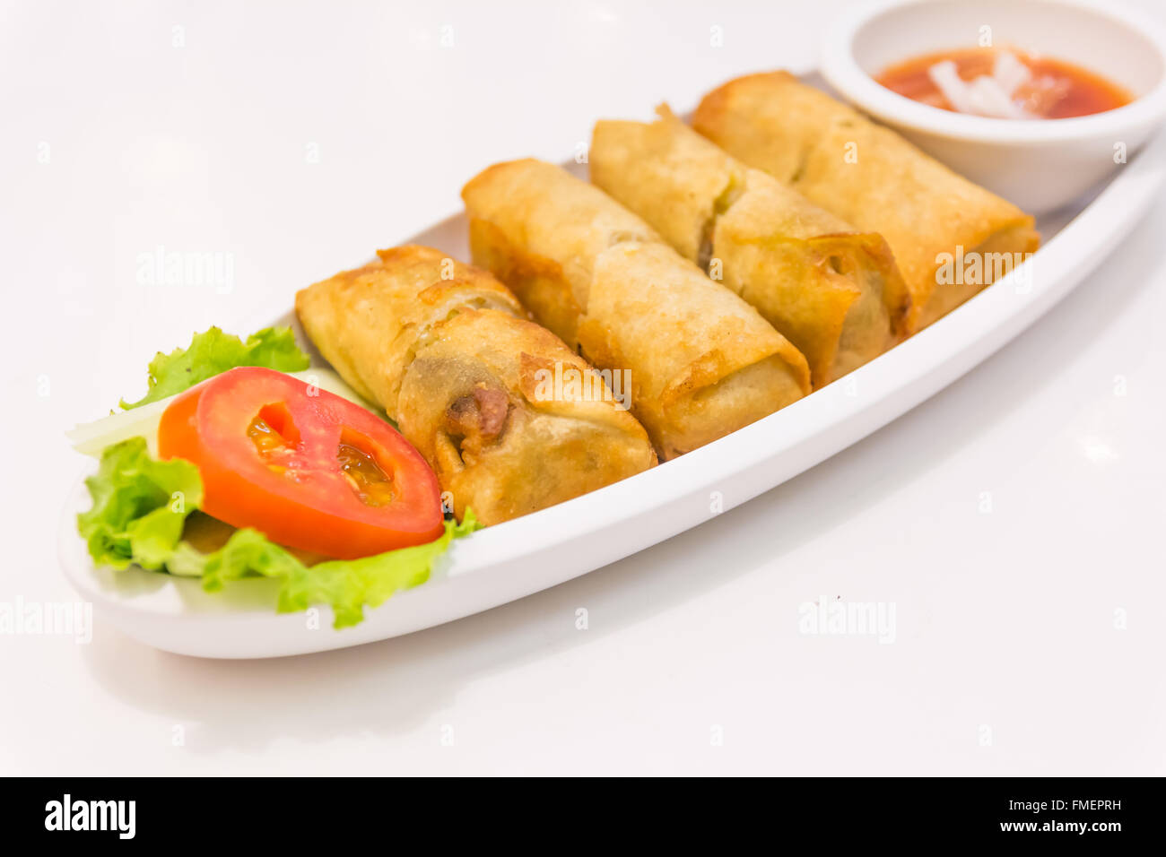 Fried Chinese Traditional Spring rolls food isolated on white ...
