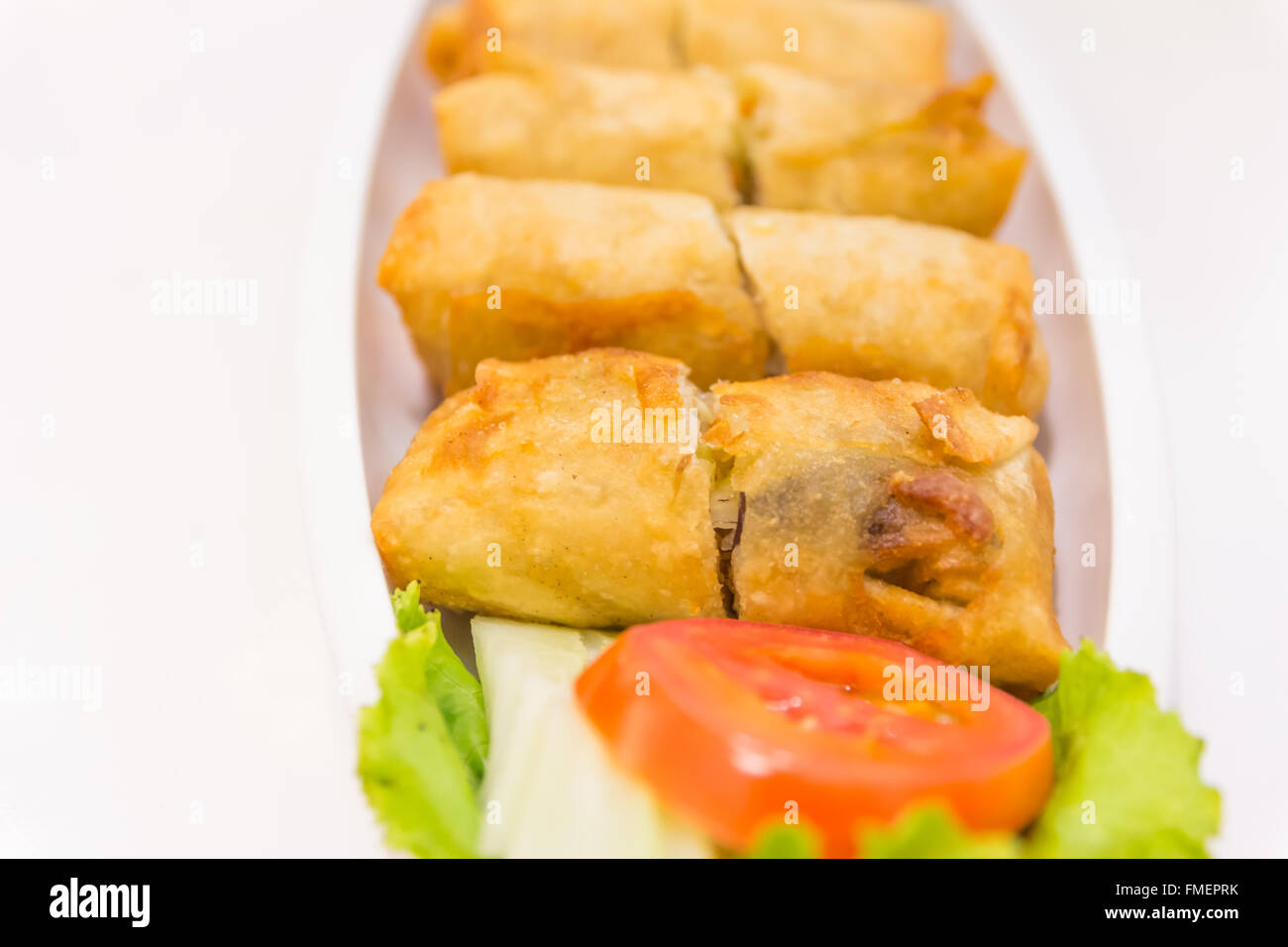 Fried Chinese Traditional Spring rolls food isolated on white ...