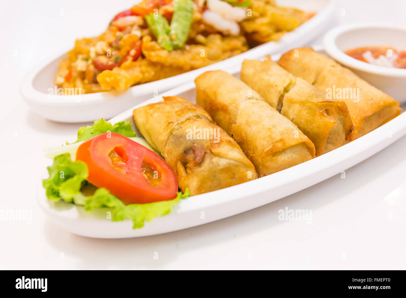 Fried Chinese Traditional Spring rolls food isolated on white ...