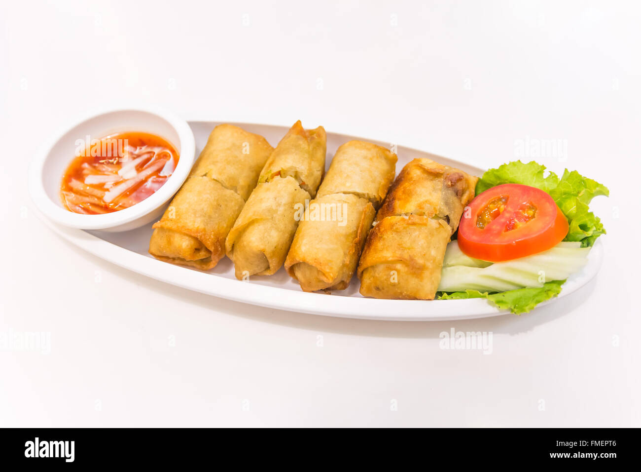 Fried Chinese Traditional Spring rolls food isolated on white ...