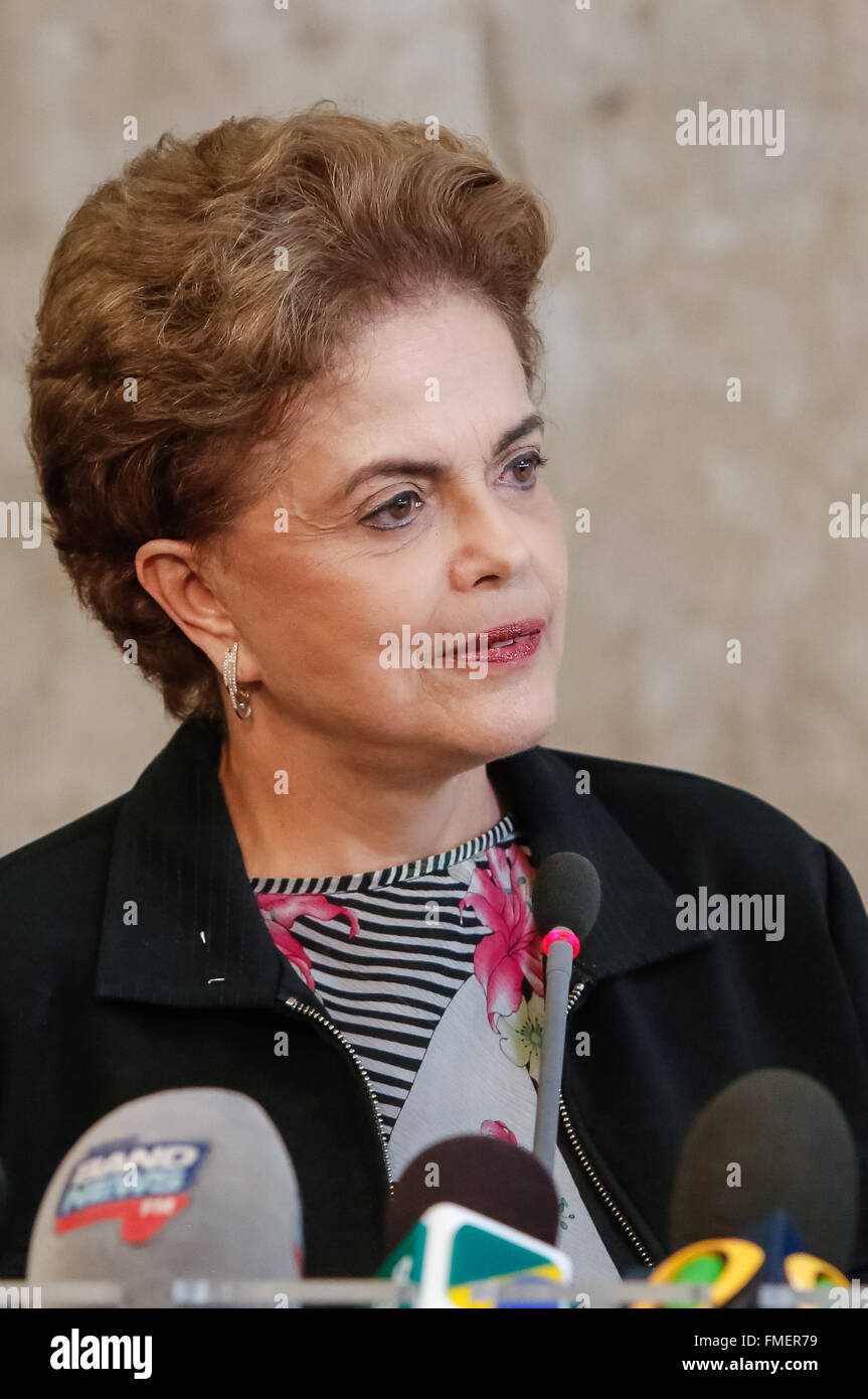 Brasilia. 11th Mar, 2016. Image provided by Brasil's Presideny shows ...