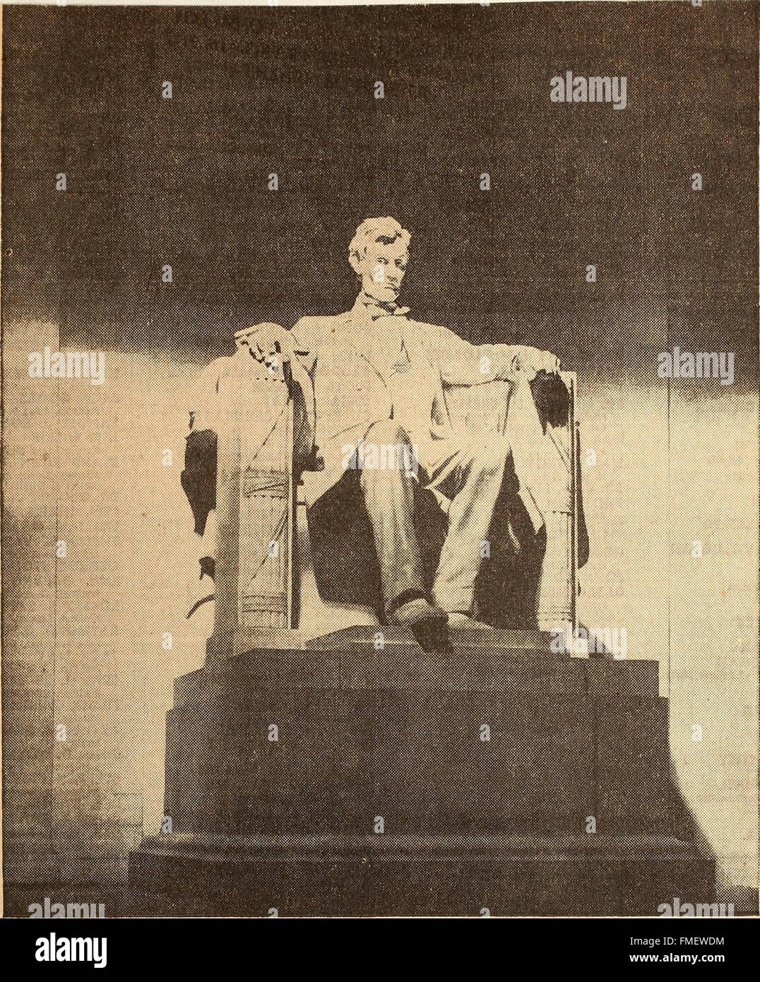 A depiction of the statues of Abraham Lincoln at the Lincoln Memorial ...