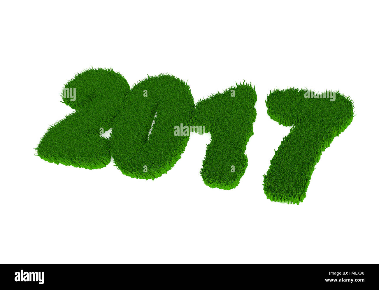 3d render grass on white with the number 2017 Stock Photo - Alamy