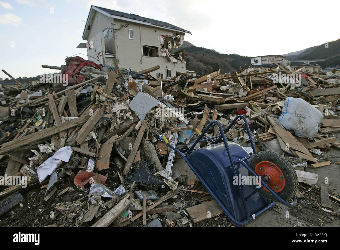 Ofunato, Iwate Prefecture, Japan. 23rd Mar, 2011. A View of debris and ...