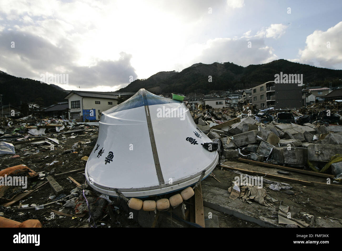 Ofunato, Iwate Prefecture, Japan. 23rd Mar, 2011. A View of debris and ...