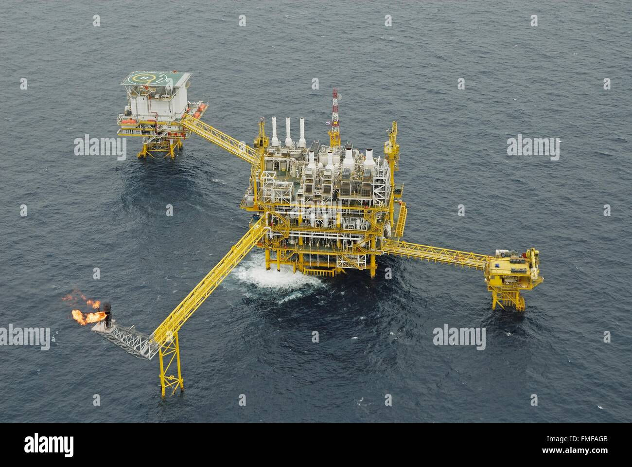Offshore construction platform for production oil and gas Stock Photo ...