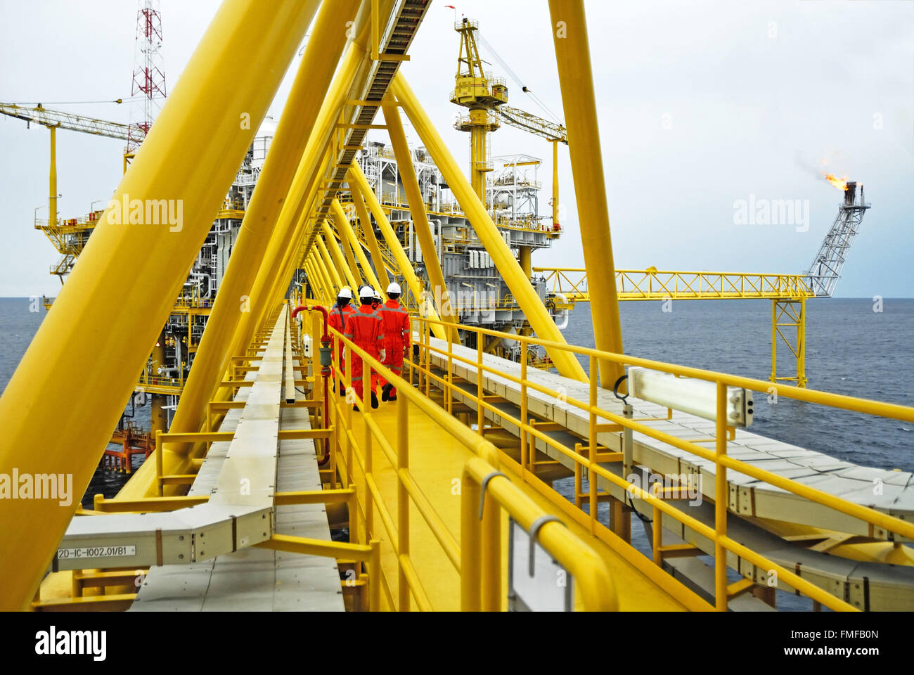 Offshore construction platform for production oil and gas Stock Photo ...
