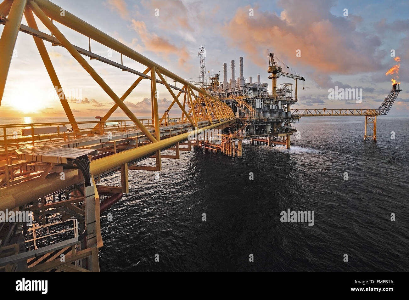 Offshore construction platform for production oil and gas Stock Photo ...
