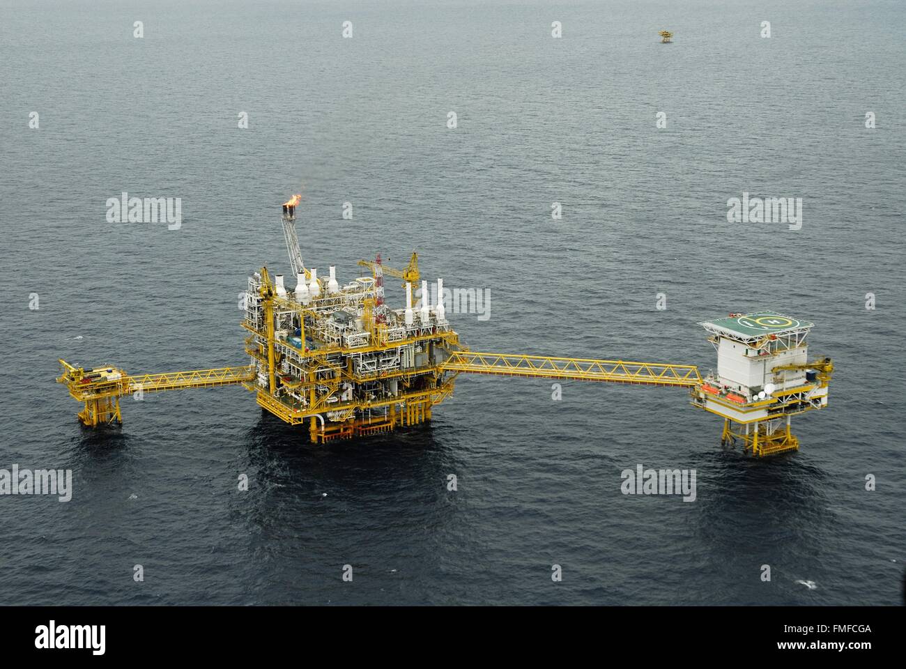 Offshore construction platform for production oil and gas Stock Photo ...