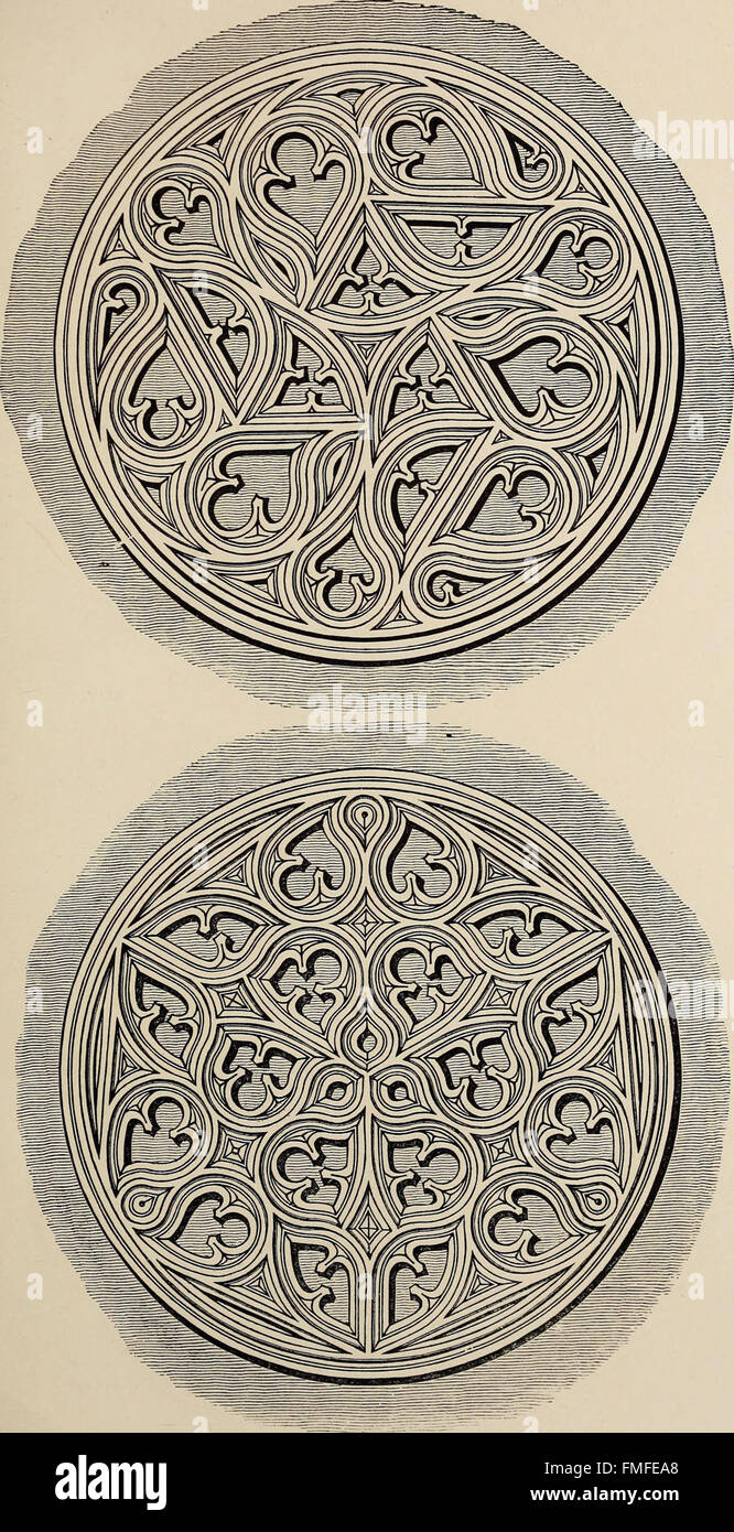 This 1851 work presents one hundred geometric tracery designs based on ...
