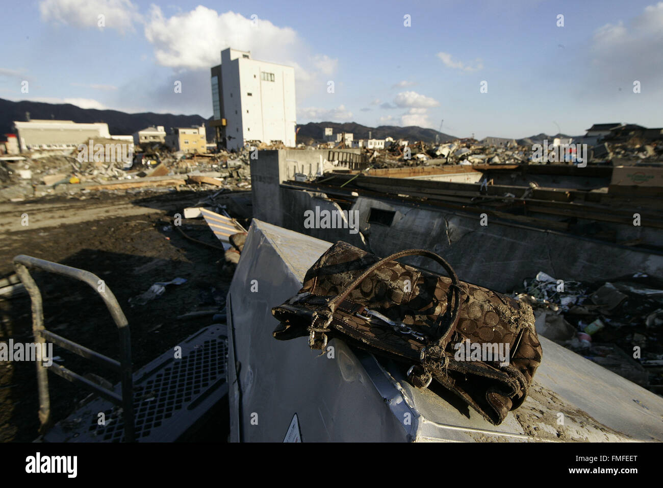 Ofunato, Iwate Prefecture, Japan. 23rd Mar, 2011. A View of debris and ...