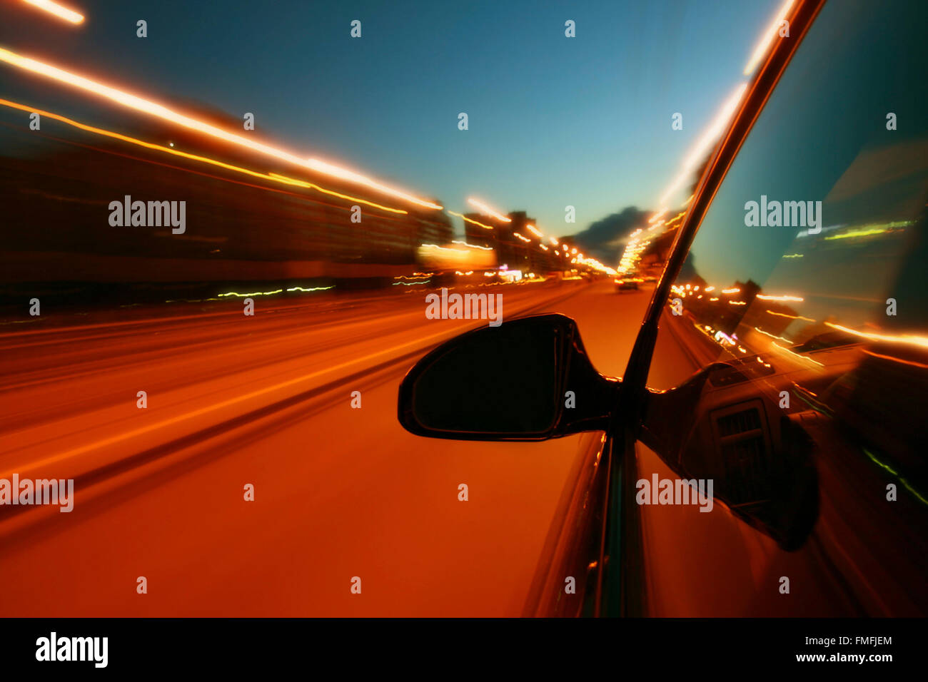 speed drive on car at night motion blurred Stock Photo - Alamy