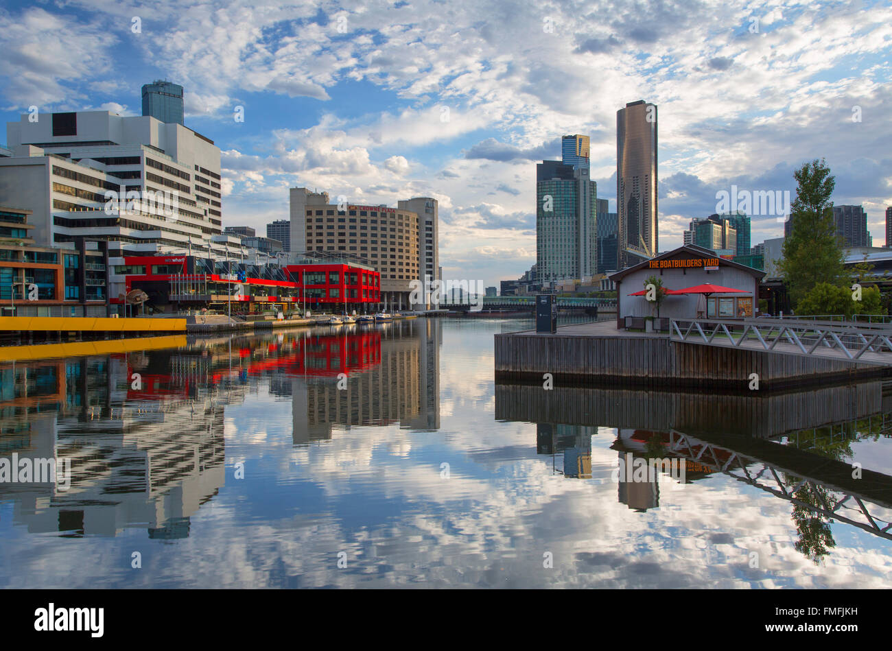 South Wharf skyline along Yarra River, Melbourne, Victoria, Australia ...