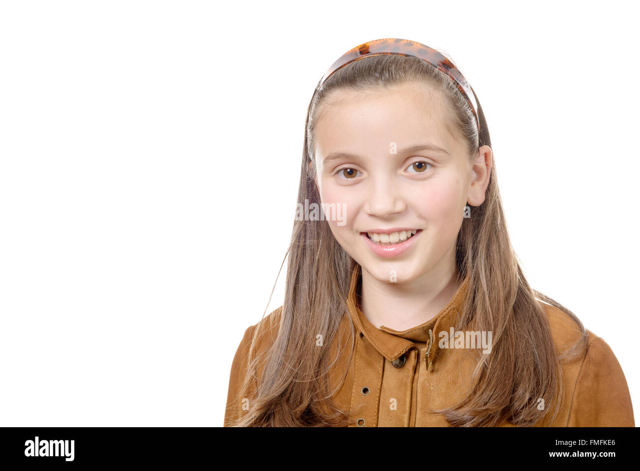 portrait of preteen girl isolated on a white background Stock Photo - Alamy
