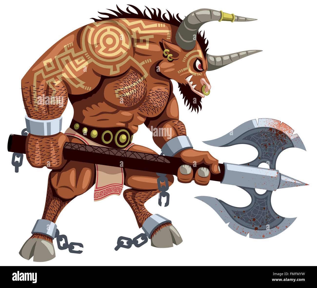 Minotaur over white background. No transparency and gradients used ...