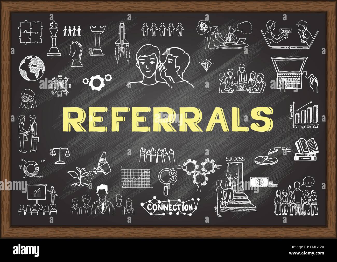 Hand drawn icons about REFERRALS on chalkboard Stock Vector Image & Art ...