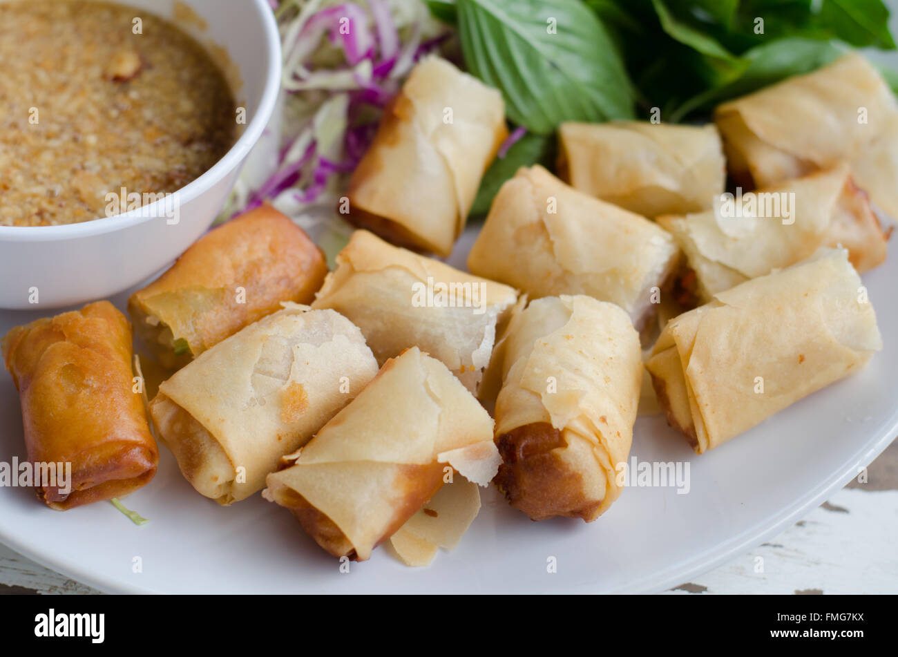 Fried Chinese Traditional Spring rolls food Stock Photo - Alamy