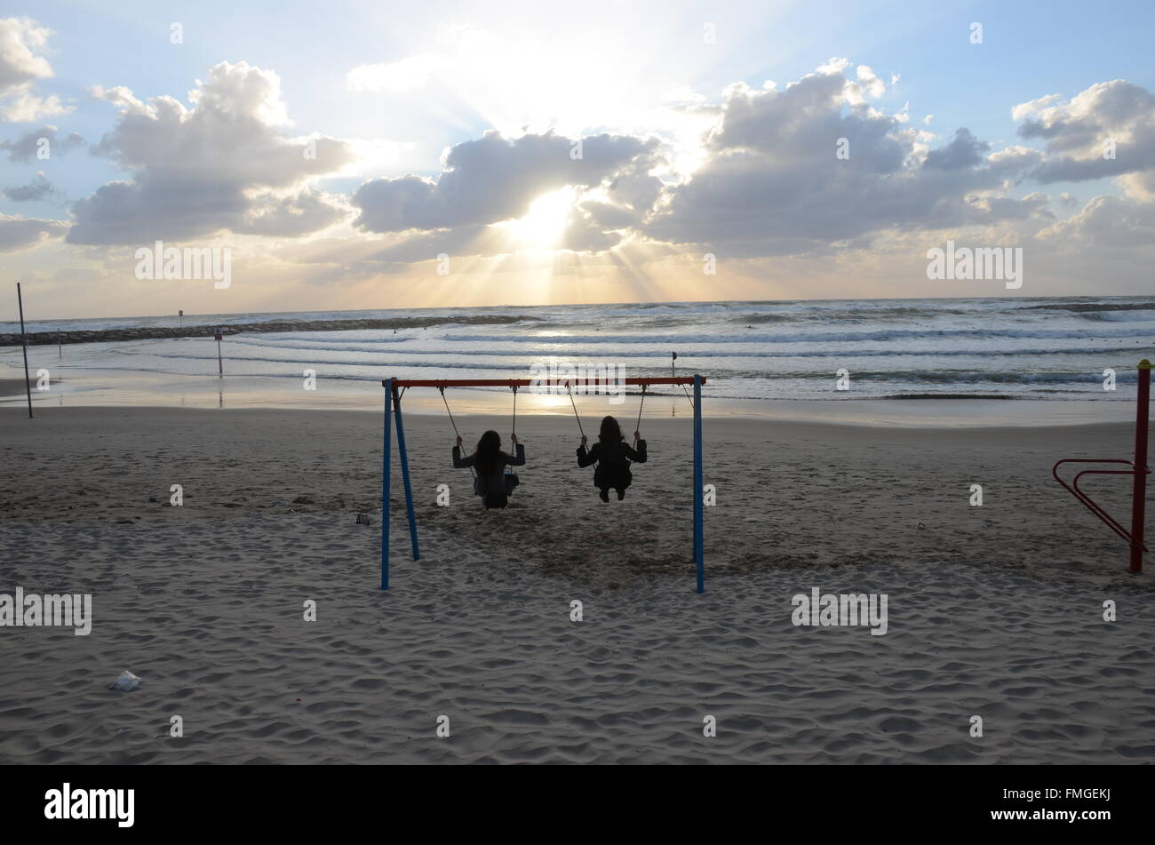 Sunset at geula beach hi-res stock photography and images - Alamy