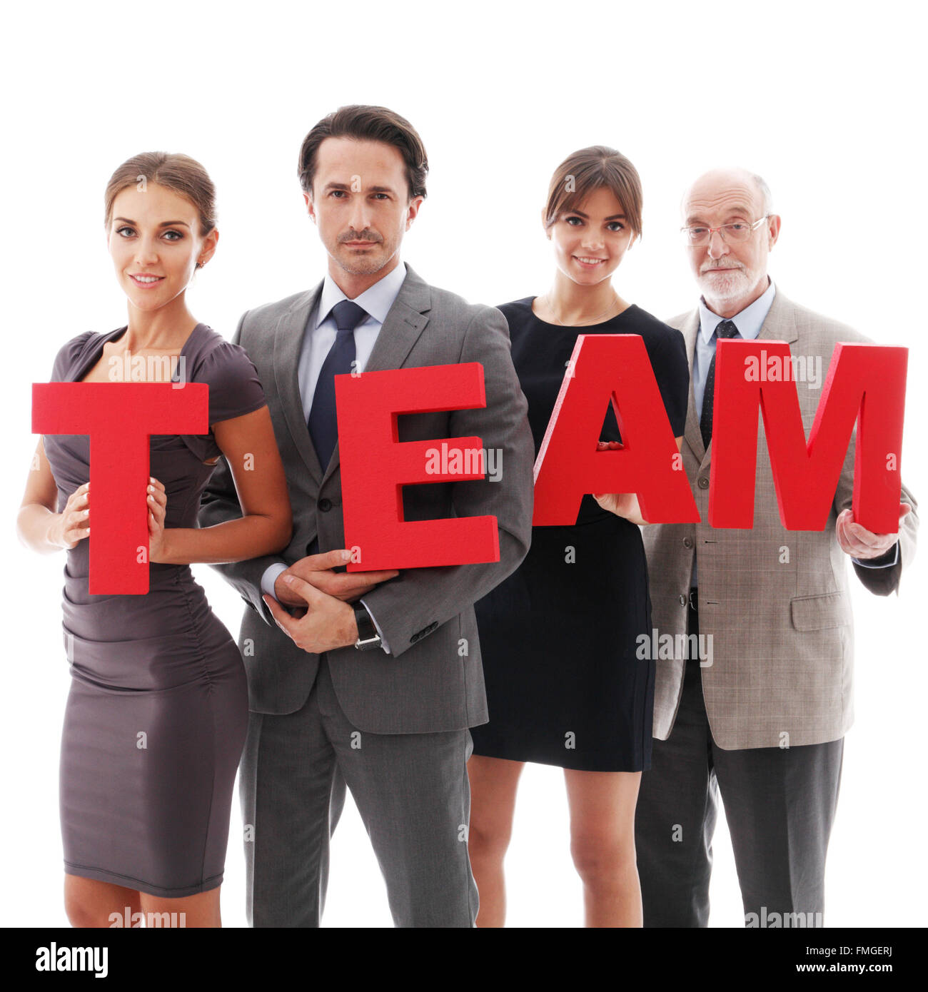 Business team with team letters isolated on white background Stock ...
