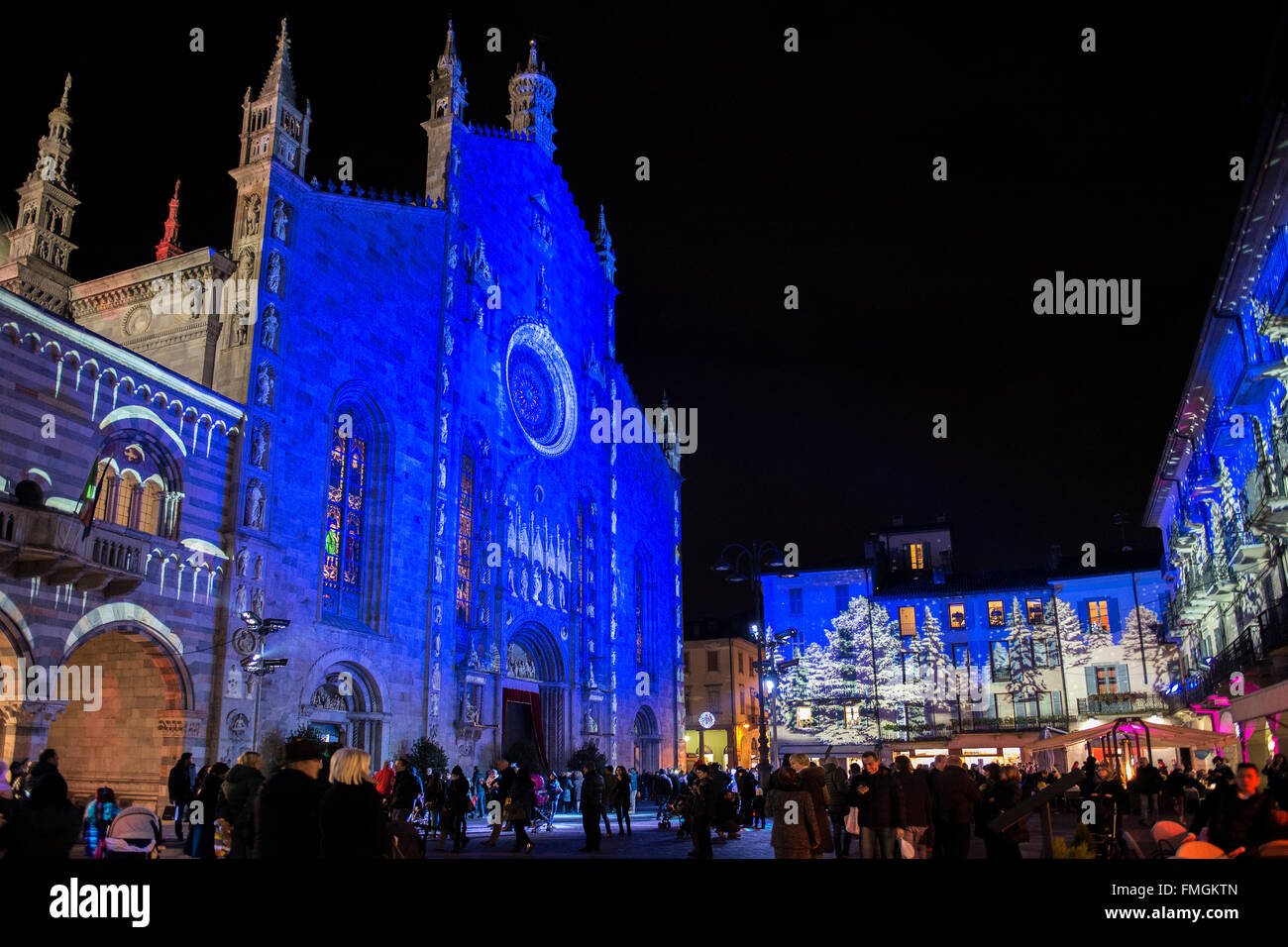 Italy, Como, Magic light festival, Christmas Stock Photo - Alamy