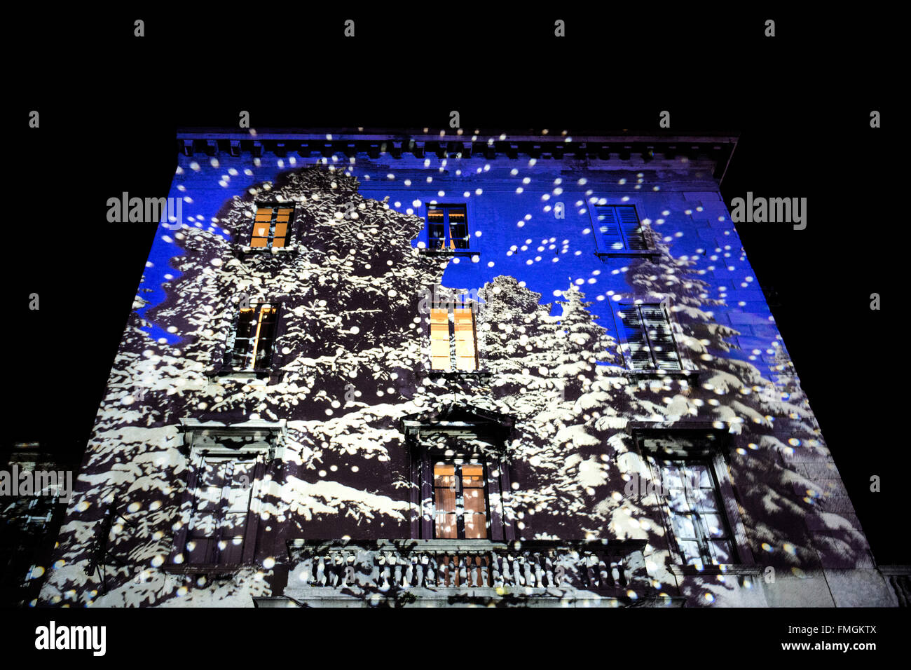 Italy, Como, Magic light festival, Christmas Stock Photo - Alamy