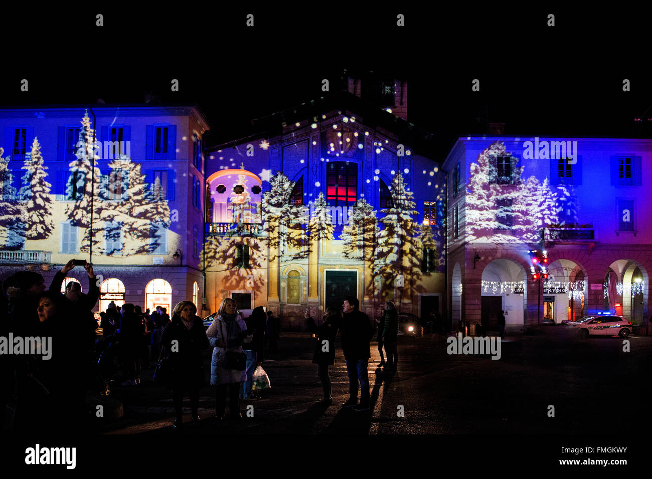 Italy, Como, Magic light festival, Christmas Stock Photo - Alamy