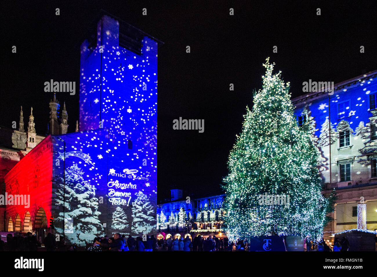 Italy, Como, Magic light festival, Christmas Stock Photo - Alamy