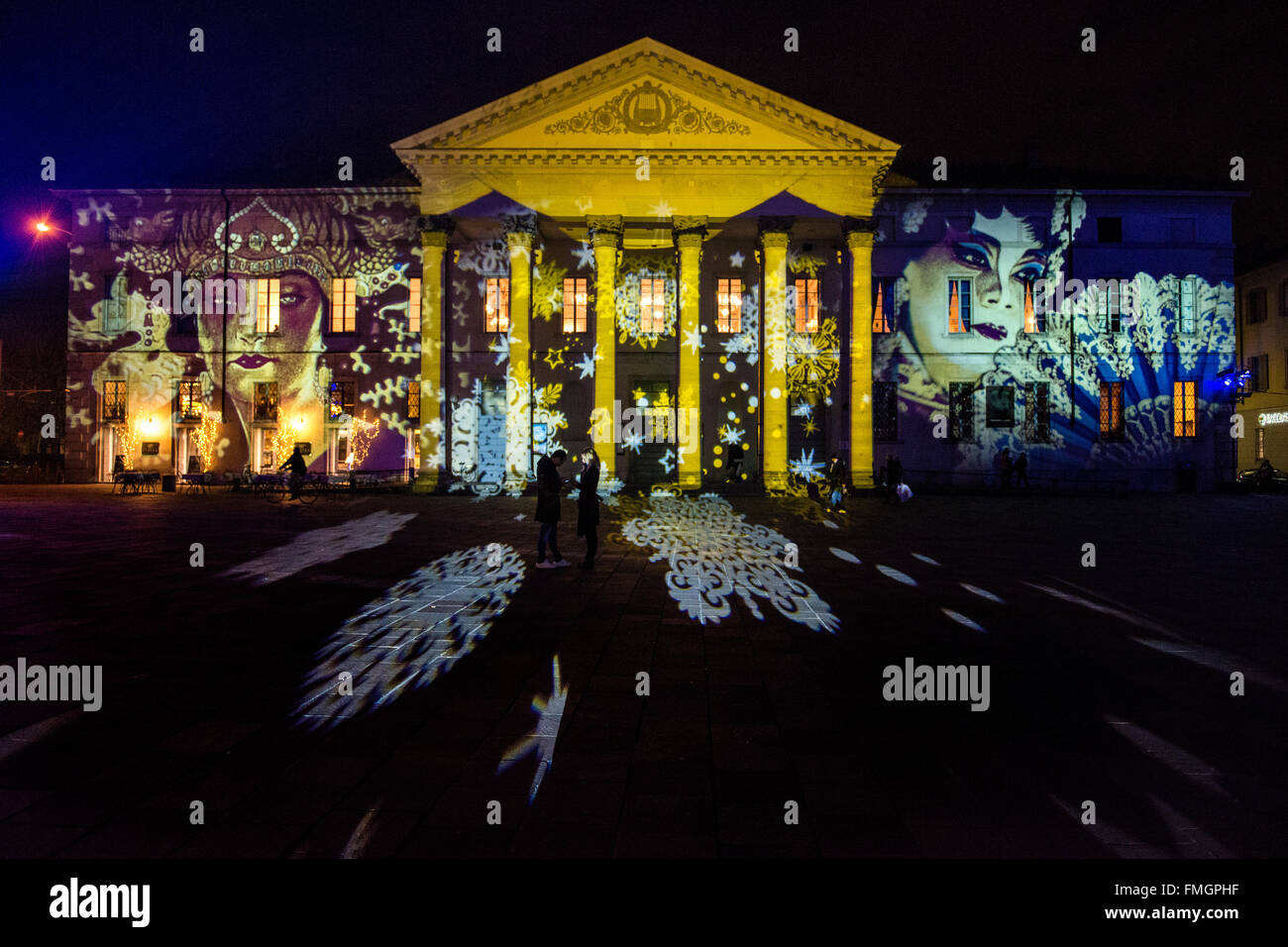 Italy, Como, Magic light festival, Christmas Stock Photo - Alamy